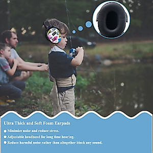 PROTEAR Kids Ear Protection Safety Ear Muffs, NRR 25dB Noise Reduction Children Earmuffs, Hearing Protectors for Sleeping, Studying, Airplane, Concerts, Fireworks - Graffiti with Black Band
