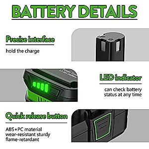 POWTREE 3000mAh 18V P108 Lithium Battery Replacement for Ryobi 18V Battery Ryobi ONE+ P107 P102 P103 P104 P105 P106 P109 P122 Cordless Power Tools 2 Packs