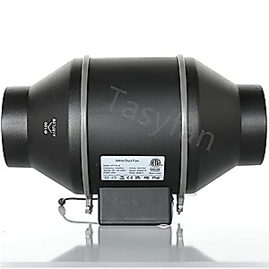 Tasyfan Black Round Inline Exhaust Duct Fan with Variable Speed Controller for Indoor Garden Ventilation (4 Inch)