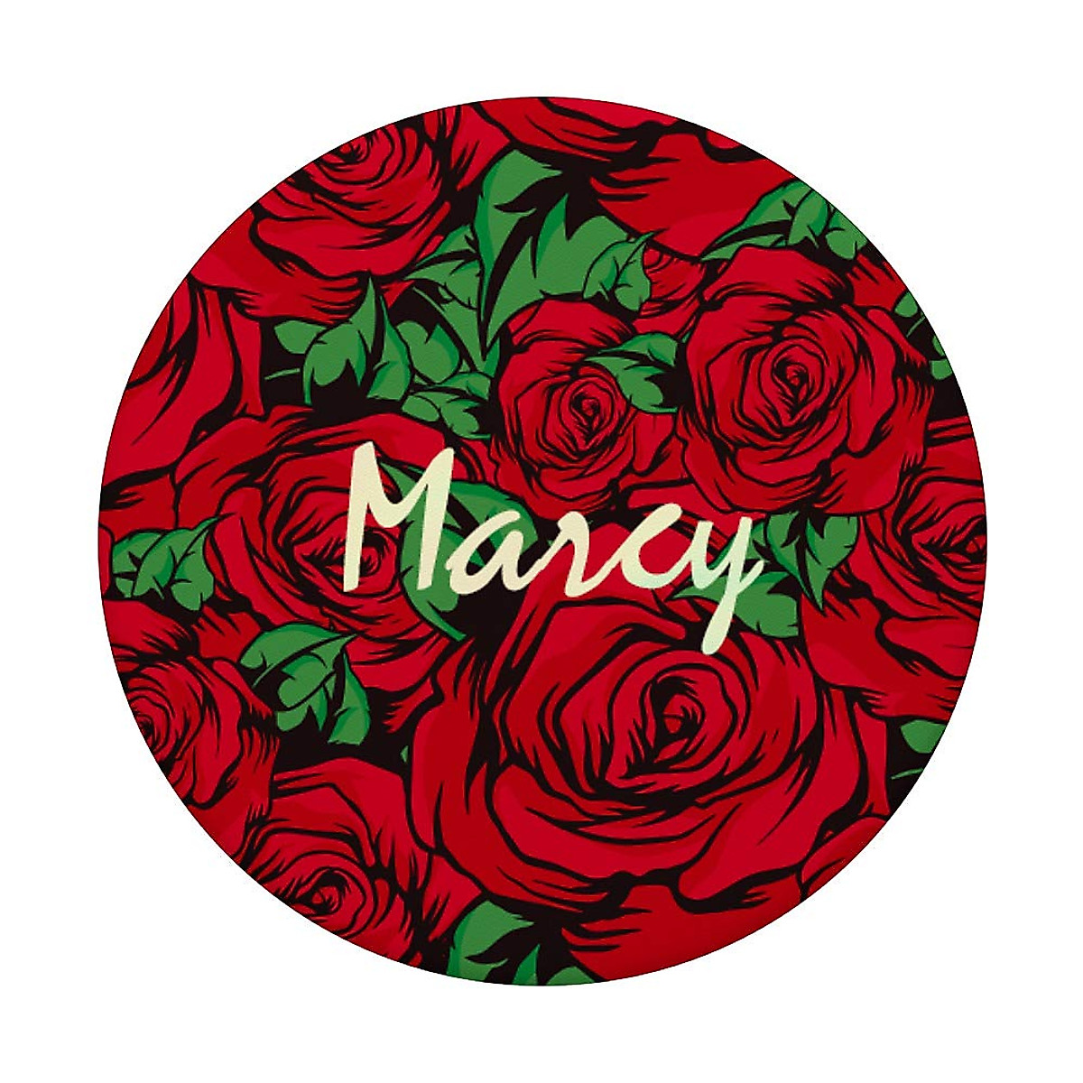 Marcy - Floral Red Roses Personalized First Name PopSockets PopGrip: Swappable Grip for Phones & Tablets
