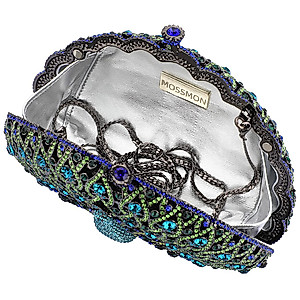 MOSSMON Peacock Luxury Rhinestone Crystal Evening Clutch Bag Sparkly Bride Wedding Party Purses for Women