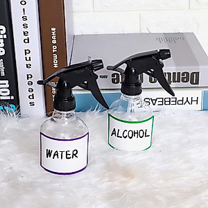 SUPERLELE Spray Bottles 7pcs 8oz Empty Plastic Spray Bottle with Adjustable Nozzle for Hair and Cleaning Solutions Includes Funnel and Labels