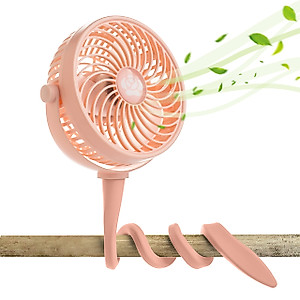 5 Inch Baby Fan,Stroller Fan clip on for baby with Flexible Monopod, USB or Battery Powered Rechargeable Fan,Mini Portable Fan for Car Seat Crib Bike Treadmill Travel,360 Rotation