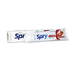 Spry Xylitol Toothpaste 5oz, Fluoride Free Toothpaste Adult and Kids, Teeth Whitening Toothpaste with Xylitol, Natural Breath Freshening, Mouth Moisturizing Ingredients, Cinnamon (Pack of 1)