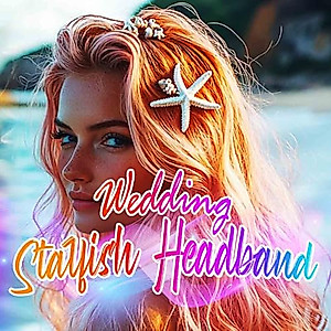 Yean Starfish Wedding Headband Bridal Accessories Purple Seashell Costume Hair Vine Headpiece for Women and Girls