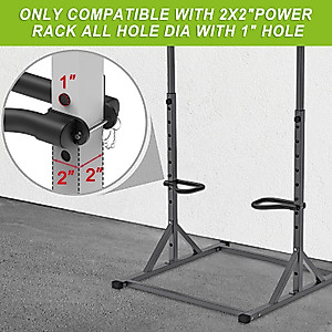 SELEWARE Solid Dip Bar Attachment for 2" x 2" with 1" Hole Power Cage Squat Rack, Set of 2 Dip Bar Grip Handles for Strength Training, Double Welding Design, 500 lbs Capacity