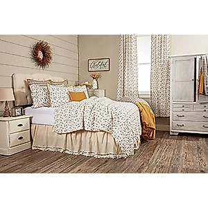 Morning Meadow Floral King Quilted Bedspread, 95" L x 105" W, Mustard and Yellow Printed Flowers on an Off White Quilt, Farmhouse, Country Cottage, Vintage Bedding