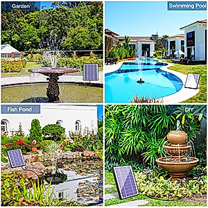 AISITIN 6.5W Solar Bird Bath Fountain Built-in 1500mAh Battery, Solar Fountain Pump for Bird Bath with 6 Nozzles, Solar Floating Water Fountain Pump for Bird Bath, Fish Tank, Pond, Garden and Outdoor