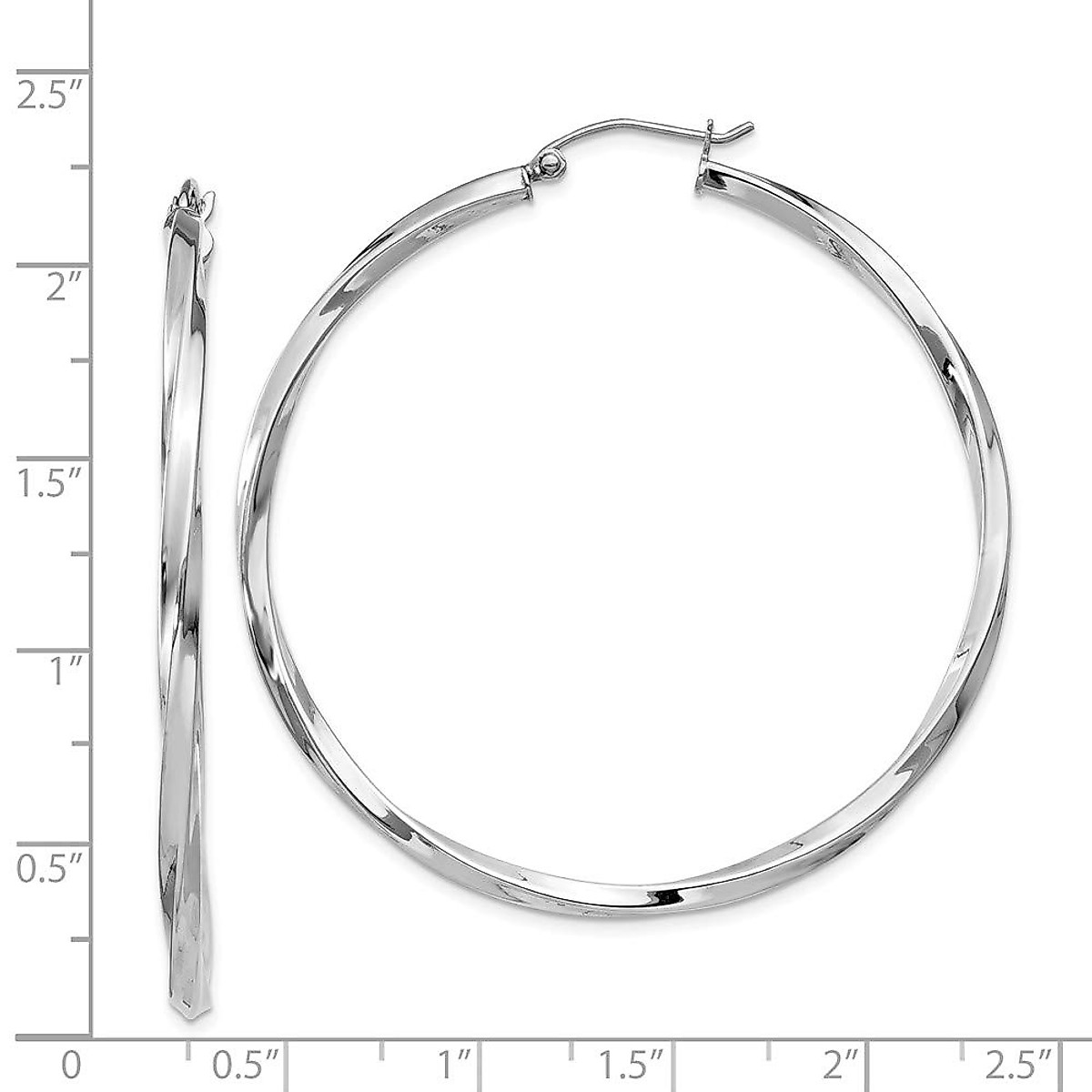 925 Sterling Silver Twisted Hoop Classic Loop Tube Earrings (53mm x 50mm)