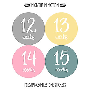 Months In Motion Pregnancy Weekly Belly Growth Stickers, 36 pcs - Purple Pink, Matte Finish, Cloth Surface, for Maternity Photo Sessions & Keepsakes