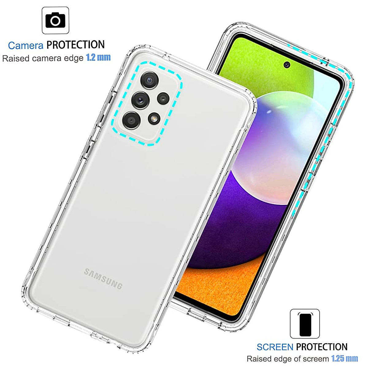 Tothedu Case for Galaxy A52 5G/Galaxy A52 4G, Samsung A52 5G Case for Girls Women, Clear Full Body Protective Shockproof Hard PC Shell Soft TPU Bumper Cover Cases for Samsung Galaxy A52 5G (Clear)