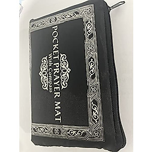 AONUOWE MuslimTravel Prayer Rug with Compass,Pocket Size Praying Mat Best Islamic Gift for Muslim (Black)