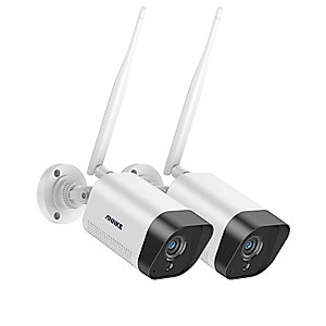 ANNKE [ 2 Pack] 2K Add-On Wi-Fi Outdoor Security Cameras, 3MP Wireless Surveillance IP Cameras with 100ft Night Vision, Compatible with Alexa, IP66 Waterproof, Instant Email Alert