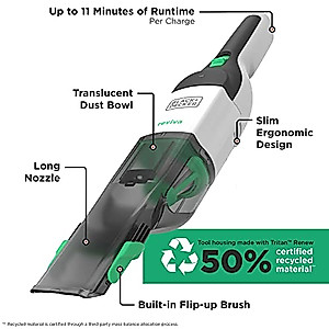 BLACK+DECKER 8V MAX reviva Handheld Vacuum, Cordless, Transparent Dustbowl (REVHV8J40)