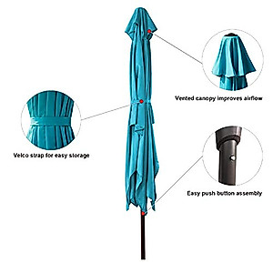C-Hopetree Rectangular Outdoor Patio Market Table Umbrella with Tilt 6.5 x 10 ft, Aqua Blue