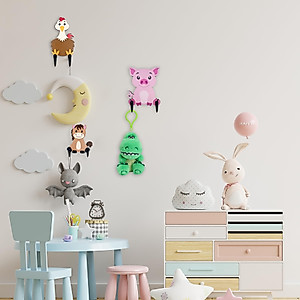 Midrean 3Pack Wood Cute Unique Colorful Animal Nursery Fun Towel Hooks Kids Decorative Hanging Wall Coat Hooks Wooden Hooks