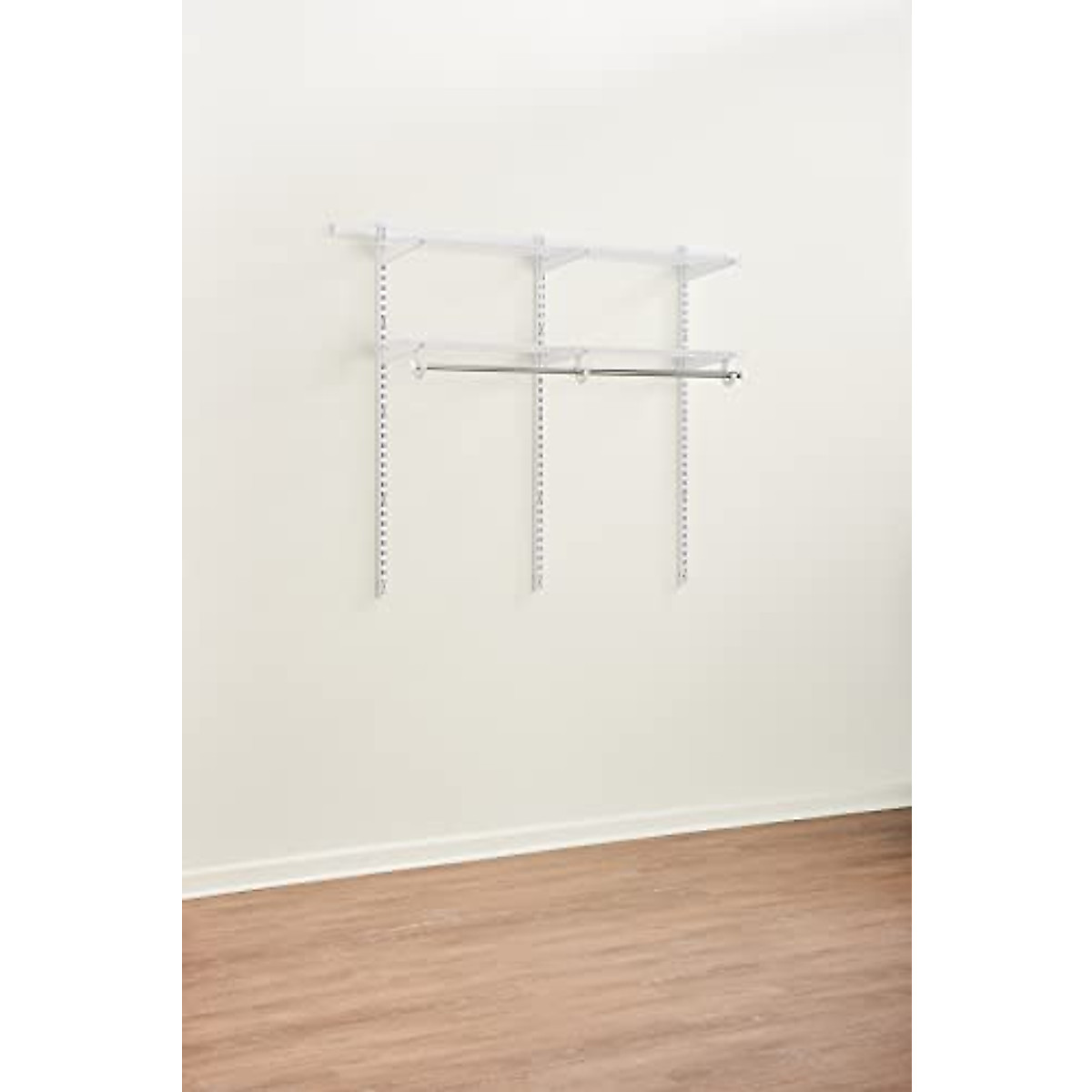 Rubbermaid Configurations Classic Closet Kit, White, 3-6 Ft., Wire Shelving Kit with Expandable Shelving and Telescoping Rods, Custom Closet Organization System, Easy Installation