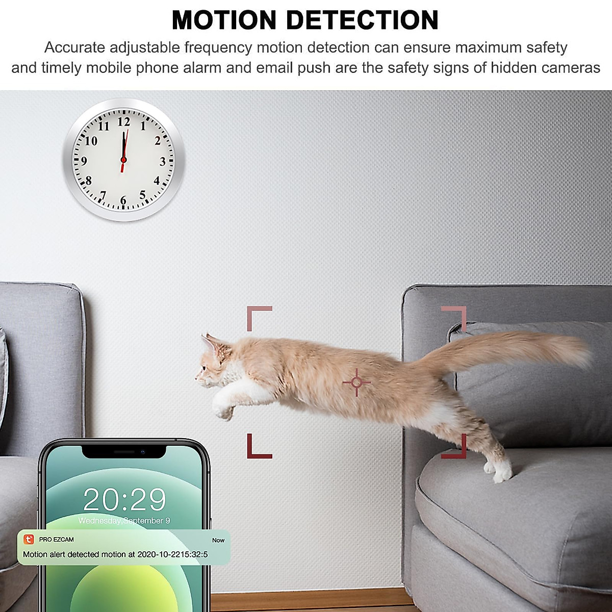 JLRKENG Hidden Spy Camera Wall Clock 1080P HD WiFi Clock Cameras Wireless Home Security Nanny Cam with Motion Detection Alarm Mini Video Recorder for Home and Office Surveillance, No Audio