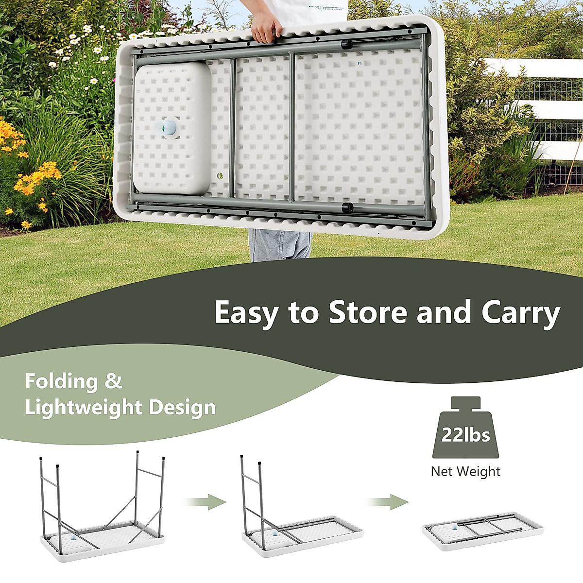 Goplus Folding Fish Cleaning Table with Sink and Faucet, Heavy Duty Fillet Table with Hose Hook Up, Portable Outdoor Camping Sink Station, Hunting Cutting Table for Dock Beach Patio Picnic