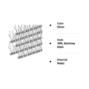Hausse Stainless Steel Bird Spikes 10 Pack, Squirrel Small Birds Pigeons Crows and Woodpeckers Deterrent Devices Bird Repellent Spikes, Assemble Easily Covers 10 Feet for Outdoor Wall Fence