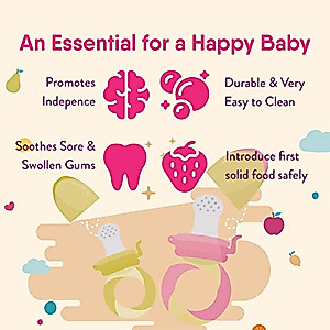 NatureBond Baby Food Feeder/Fruit Feeder Pacifier (2 Pack) - Infant Teething Toy Teether | Includes Additional Silicone Sacs