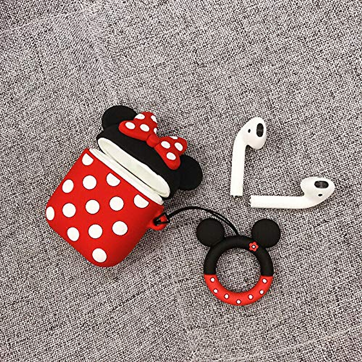 iFiLOVE Compatible with Airpods Case, Cute Cartoon Airpods Cover, Soft Silicone Shockproof Protective Case Cover Skin with Ring Buckle Holder for Apple Airpods 1 & 2 Charging Case(#2)