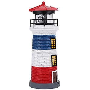 Solar Light, Easy to Install Rotating Lighthouse Light, Easy to Use Automatic Rotating Light Craft Ornament for Home Garden Yard(Red Blue White)