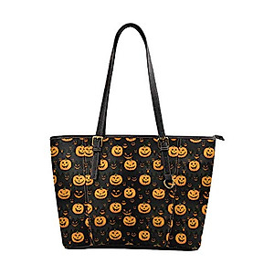 INTERESTPRINT Halloween Background with Pumpkin, Scary Face Travel Handbag, Overnight Carry-On Tote Bag, weekend Bag