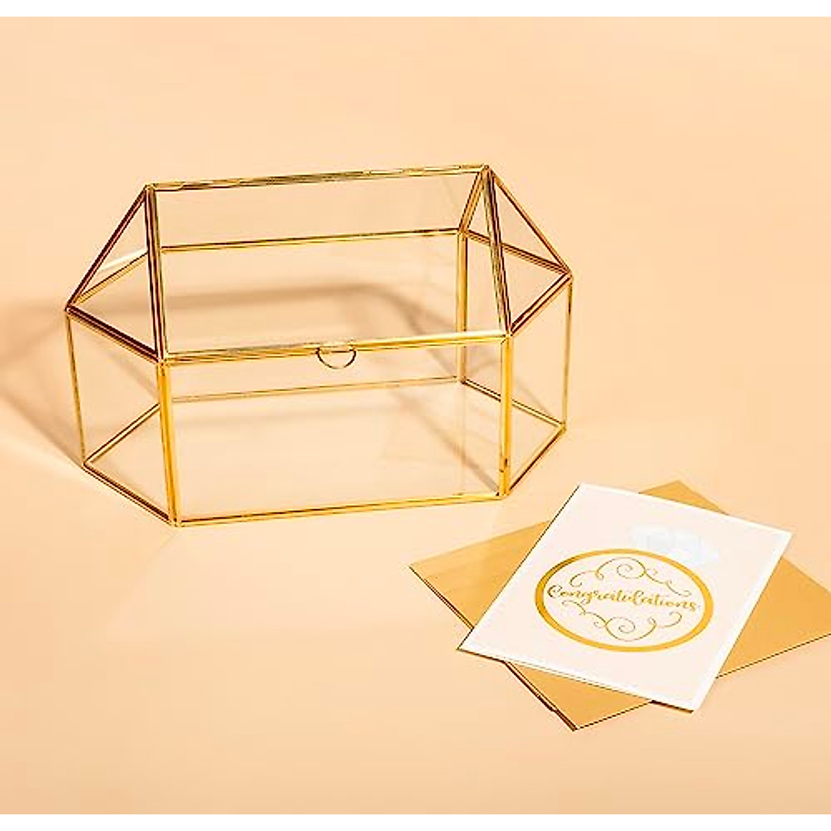 Hanna Roberts Card and Gift Holder Glass Cards Box for Weddings, Birthdays, Graduations, Baby and Bridal Showers (Half Opening)
