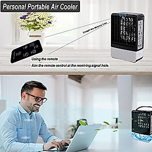 Portable Air Conditioner Fan, Personal Air Cooler, Built in 4000mAh Battery With Remote, Evaporative Mini Air Conditioner Humidifier Fan for Bedroom/Home/Office/Camping.