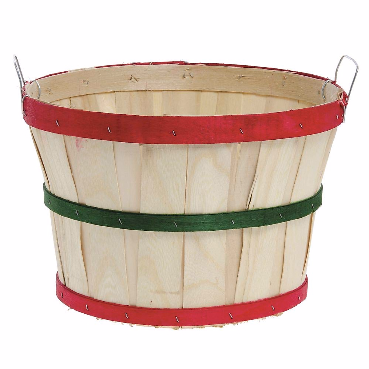 Half Bushel Basket, Red, Green, Red Bands, 97480