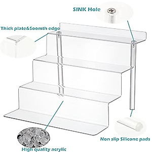 ihomecooker Acrylic Stands for Display,4 Tier Clear Cupcakes Perfumes Cologne Funko Pop Figurines Display Stand Risers Shelf for Decoration and Organizer(2pack,12 x 9 INCH)