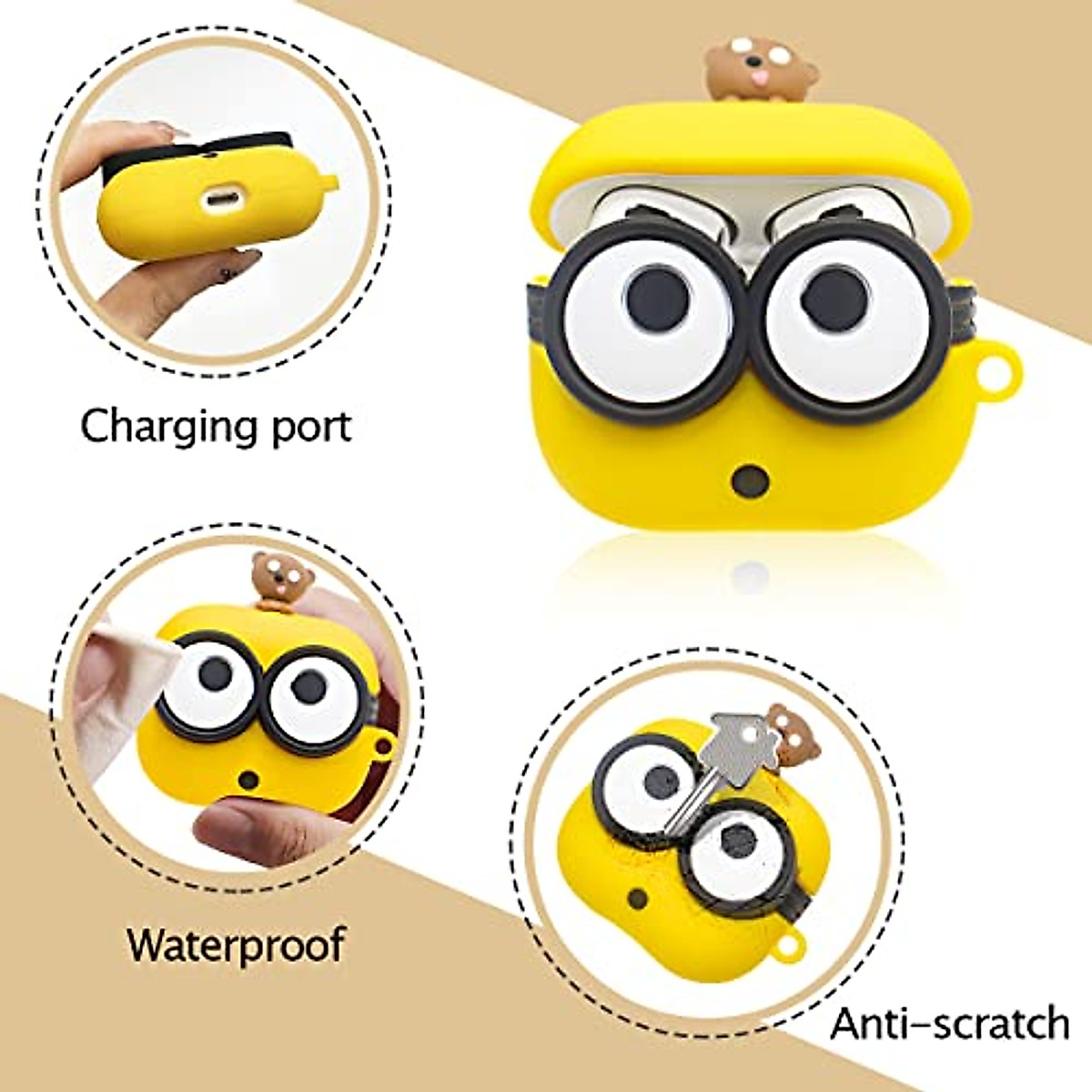 FREEOL Cute Anime Big Eyes Bob Airpods 3rd generation(2021)Case, 7 in 1 Airpods 3 Silicone Accessories Protective Cover, 3D Fashion Fun Cartoon Character Design Airpods Skin for Girls Women Kids Teens