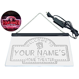 ADVPRO Personalized Your Name Est Year Theme Home Theater Cinema Dual Color LED Neon Sign White & Red 16" x 12" st6s43-ph2-tm-wr