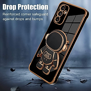 Bonoma Compatible with Samsung Galaxy A13 5G Case Astronaut Plating Electroplate Luxury Elegant Case Camera Protector Kickstand Shockproof Protective Corner Back Cover Galaxy A13 5G Case -Black