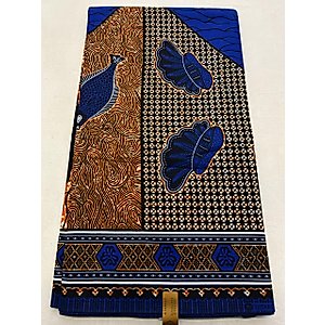 African Guaranteed Wax Block Prints Fabric/African Ankara Wrapper Fabric Wax Fabrics /-Sell by 6 Yards-100% Cotton-for Dresses- Burnt-Orange, Royal-Blue, White,Dark-Blue, Black