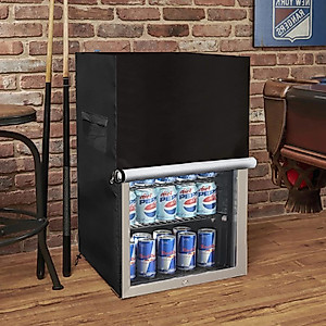 Sobana Beverage Refrigerator and Cooler Cover for most 3.2 Cu.ft Beer or Wine Mini Fridge,Waterproof Dust Proof Anti-UV Sides Zipper Can Be Opened(20" W x 20" D x 33" H,Black)