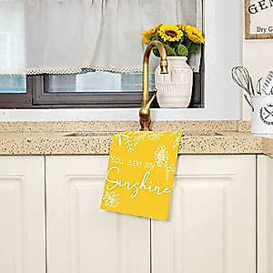 GEEORY Kitchen Towels for Summer Decor Sunflowers Mason Jar Dish Towels 18x26 Inch Ultra Absorbent Bar Drying Cloth Hand Towel for Kitchen Bathroom Party Home Decorations Set of 2