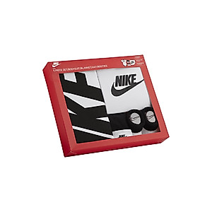 Nike Baby`s Core Future Blanket, Bodysuit, Hat And Booties 4 Piece Set (White(NN0451-001)/Black, 0-6 Months)