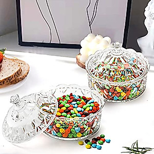 Lawei 2 Pack Candy Dish with Lid, Acrylic Decorative Candy Jar Crystal Covered Sugar Bowl for Candy Buffet, Party, Wedding, Home Decoration