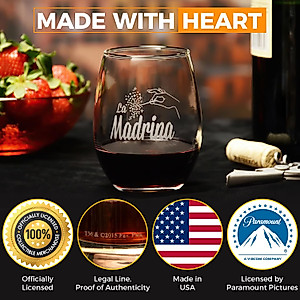 La Madrina Etched Stemless Wine Glass - Premium Quality, Handcrafted Glassware, 15 oz. - A Collectible Gift for Godparents, Birthdays, & Special Occasions