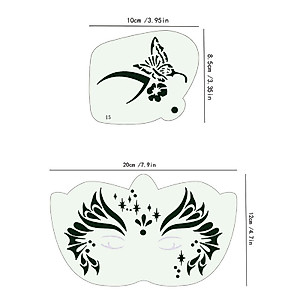 Twpribarn 28 Pcs Face Paint Stencils Kits Face Painting Stencils Reusable Face Tattoo Painting Templates Body Makeup Painting Templates for Kids Face Painting Holiday Halloween Tattoo Stencils (Mix01)
