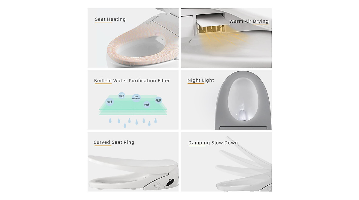 Bejoan Electronic Bidet Seat with Warm Water & Heated Seat