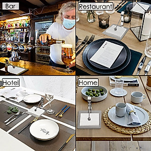 Linkidea 6.7 x 6.5 Inch Napkin Holder for Tables, Napkin Holders for Kitchen, Modern Stainless Steel Dinner Flat Paper Napkin Tray, Silver