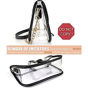 Clear Saddle Cross Body Bag Women Chain Shoulder Handbag Purse (Black)