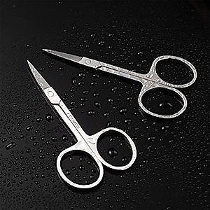 BEZOX Premium Nail Scissors 2PCS,  Professional Curved and Stright Manicure Scissors - Multi-purpose Stainless Steel Beauty Grooming Scissor for Nail, Facial Hair, Eyebrow, Eyelash, Dry Skin