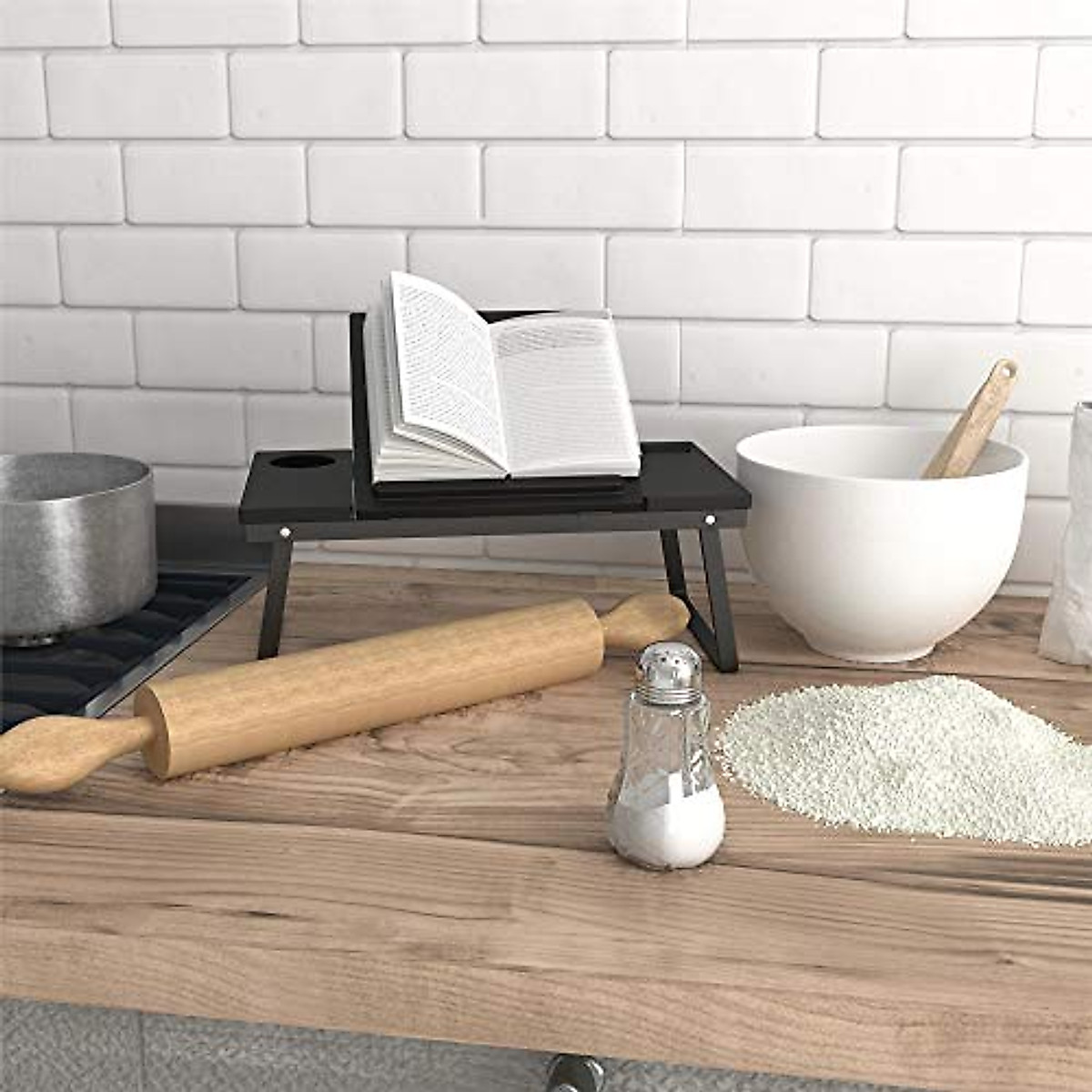 COSCO Folding Laptop, Black w/Cup & Electronic Device Holder, Adjustable & Portable Desk Activity Tray, 1 Pack