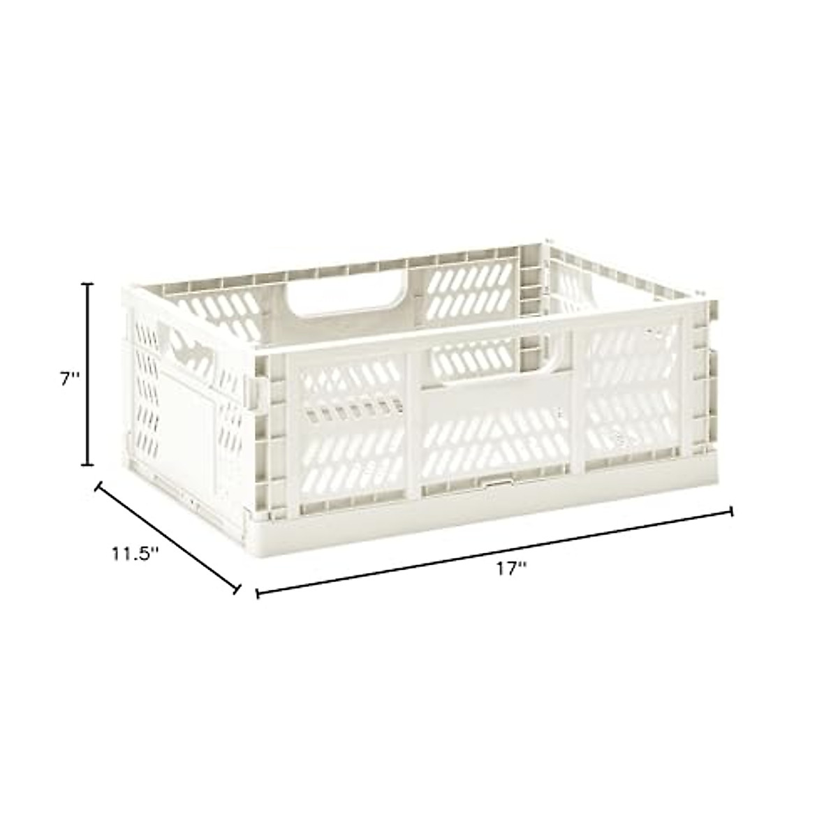 3 Sprouts Recycled Plastic Collapsible Crate - Stackable Folding Storage Crate for Organization for Adults & Kids - Foldable Plastic Crate - Large - Cream