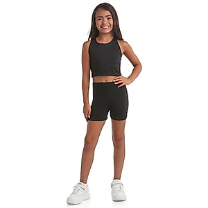 French Toast Girls Biker Shorts - 3 Pack Under Shorts for Uniforms, Skirts, Dresses - Dance Cartwheel Shorts for Girls (4-16), Size Large, White/Black/Khaki