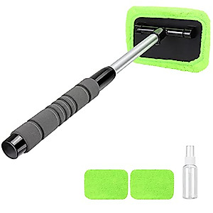 X XINDELL Windshield Glass Cleaning Tools, Microfiber Cloth Car Cleaning Tool with Extendable Handle and Reusable Cloth Auto Interior Accessories Glass Cleaner (Extendable)